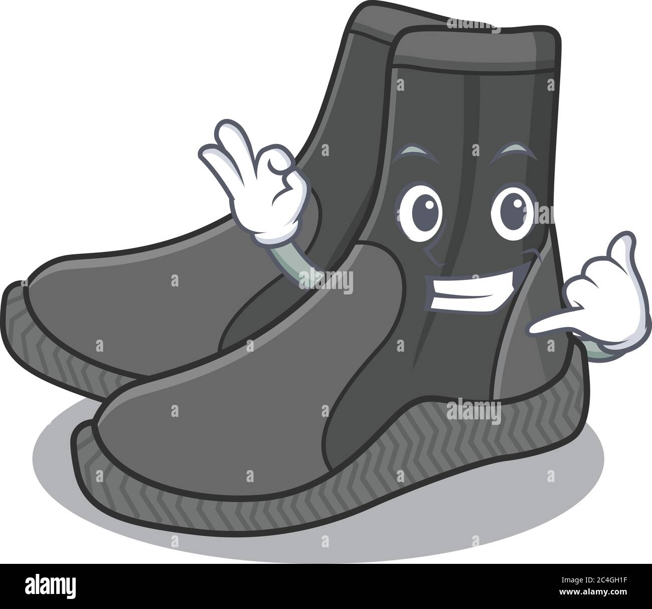 Caricature design of dive booties with cute call me pose Stock Vector ...
