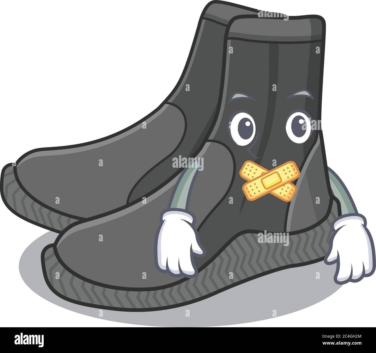Dive booties cartoon character style having strange silent face Stock ...