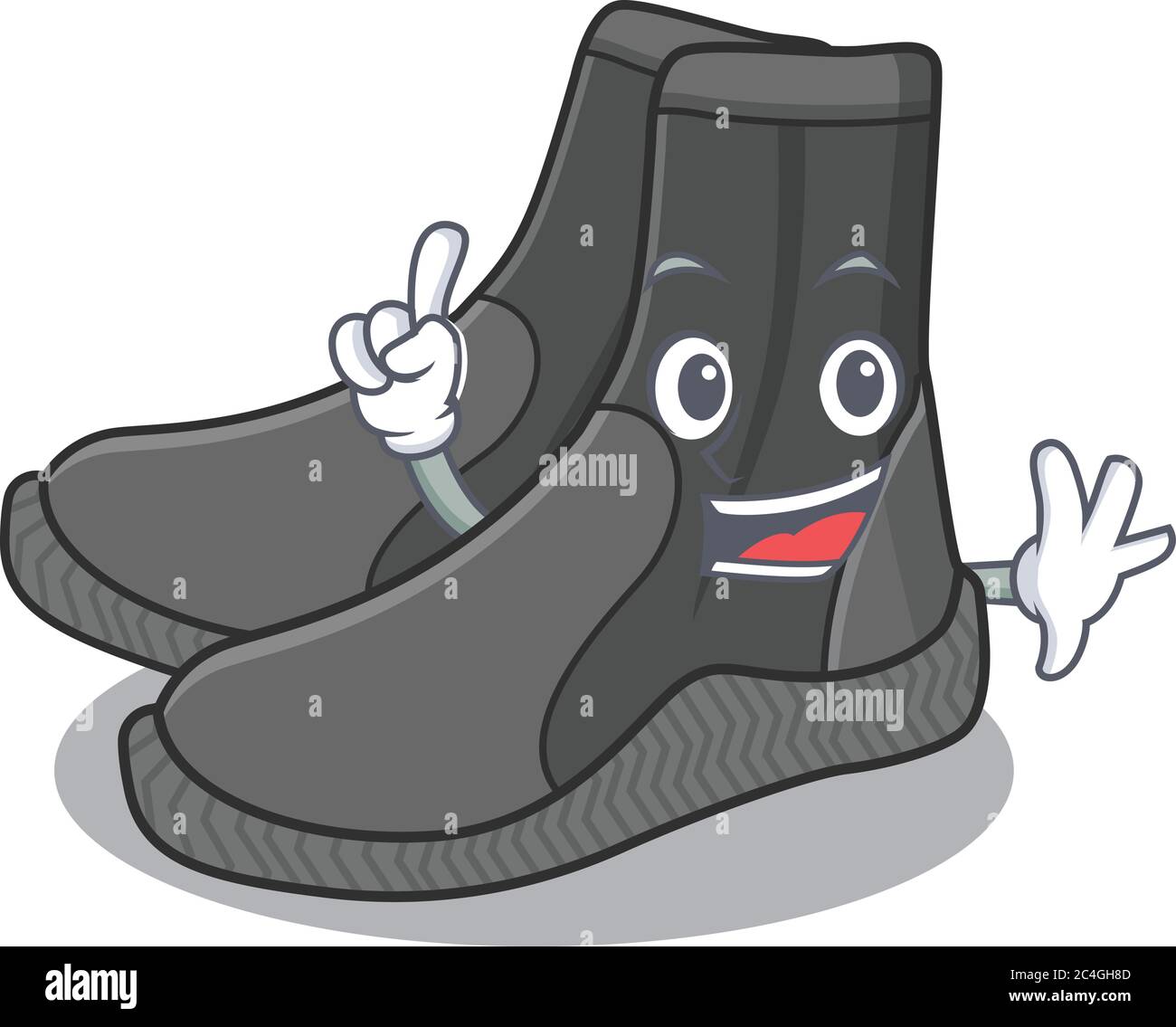 Dive booties caricature design style with one finger pose Stock Vector ...