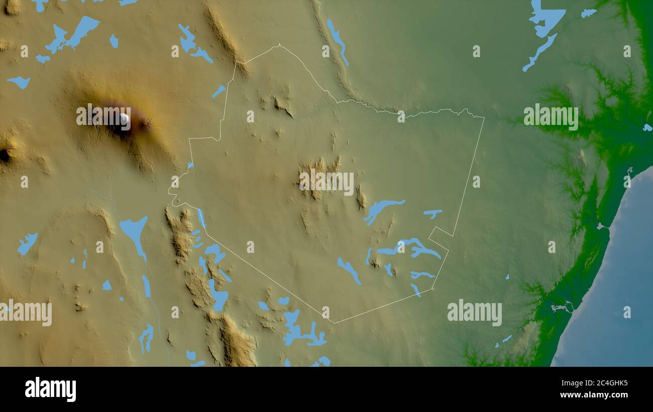 Taita Taveta, county of Kenya. Colored shader data with lakes and ...