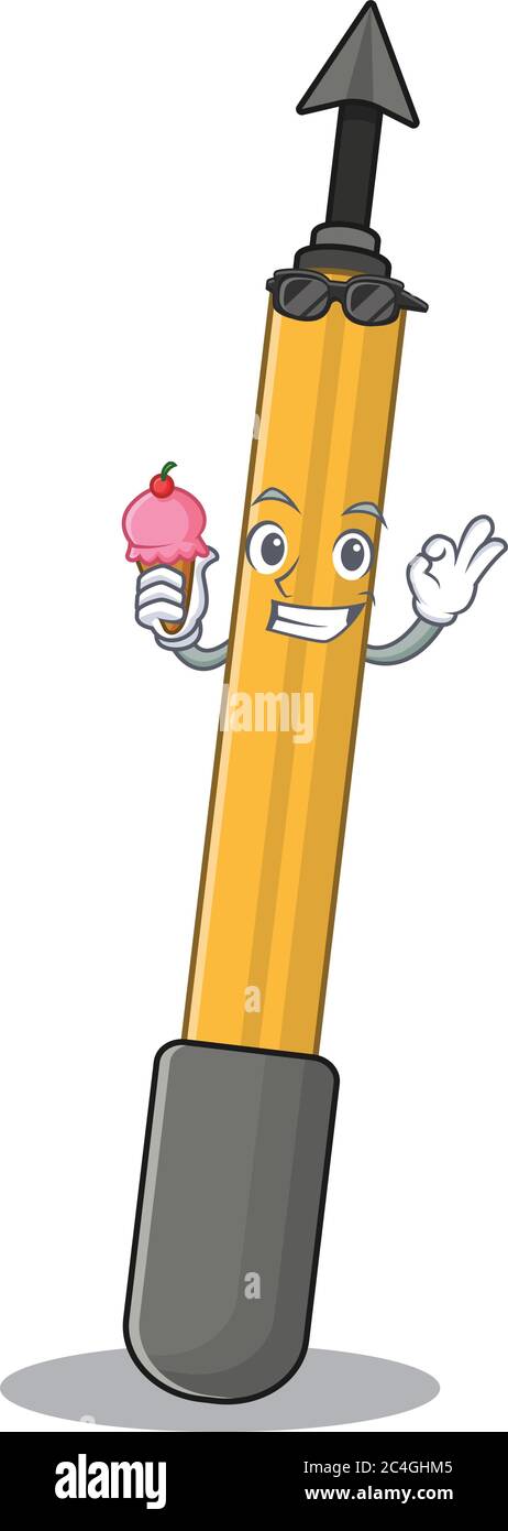 A Caricature design concept of snorkeling arrow with cone ice cream ...