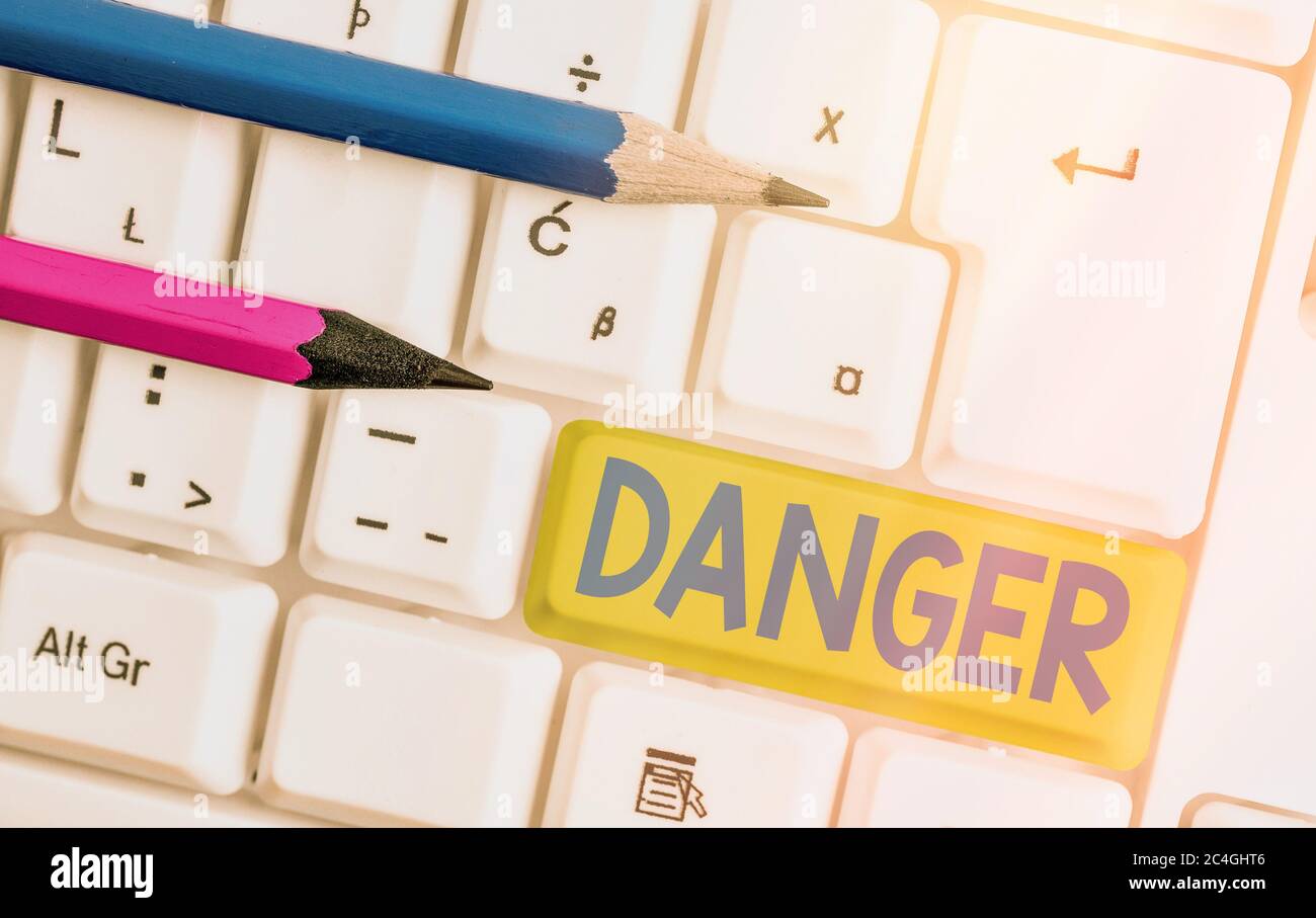 Conceptual hand writing showing Danger. Concept meaning general word ...