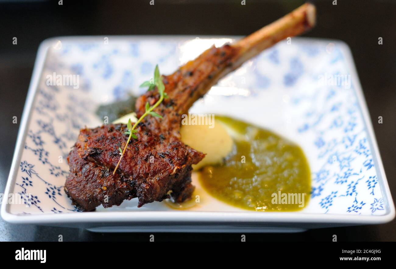 Grilled Lamb Chop on a Plate Stock Photo - Alamy