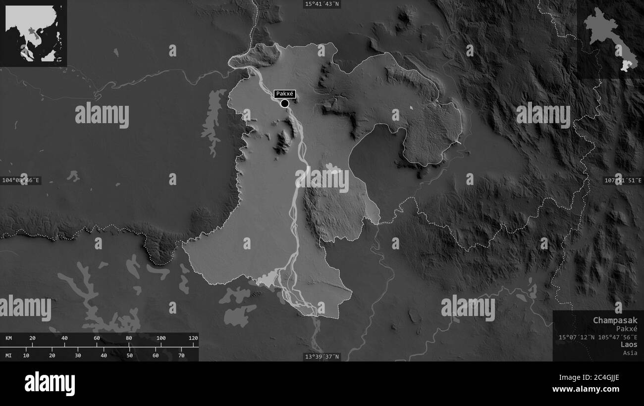 Champasak outline map Black and White Stock Photos & Images - Alamy
