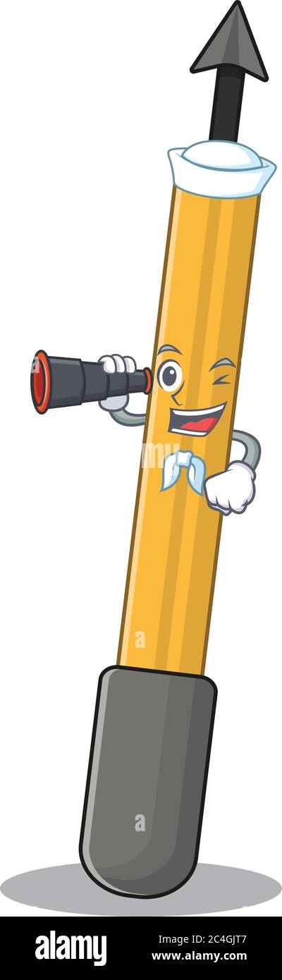 A cartoon image design of snorkeling arrow Sailor with binocular Stock ...