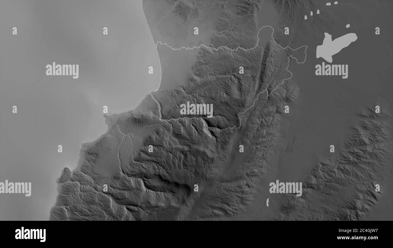 Akkar, governorate of Lebanon. Grayscaled map with lakes and rivers ...