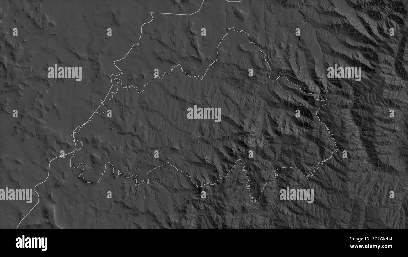 Berea, district of Lesotho. Grayscaled map with lakes and rivers. Shape ...