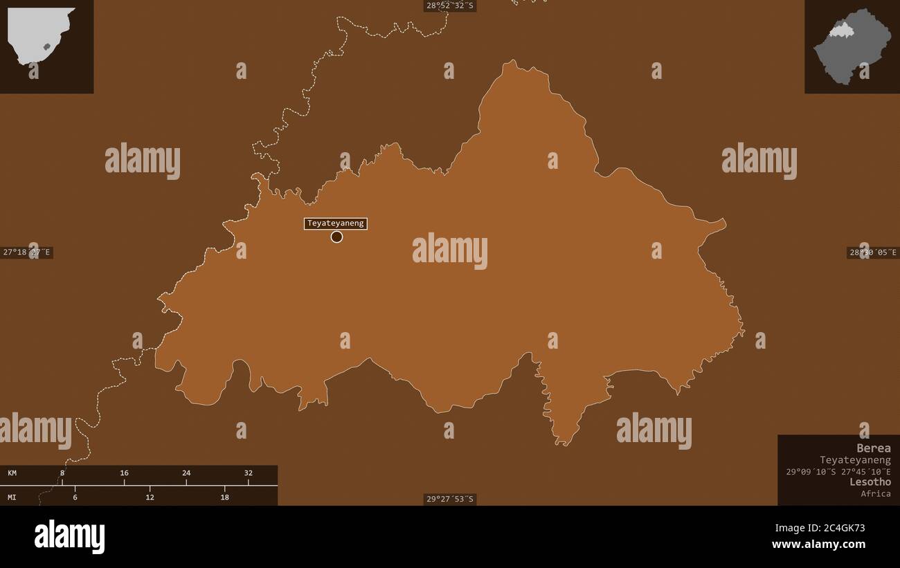 Berea, district of Lesotho. Patterned solids with lakes and rivers ...