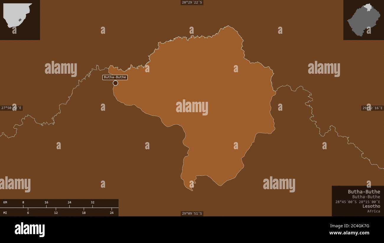 Butha-Buthe, district of Lesotho. Patterned solids with lakes and ...