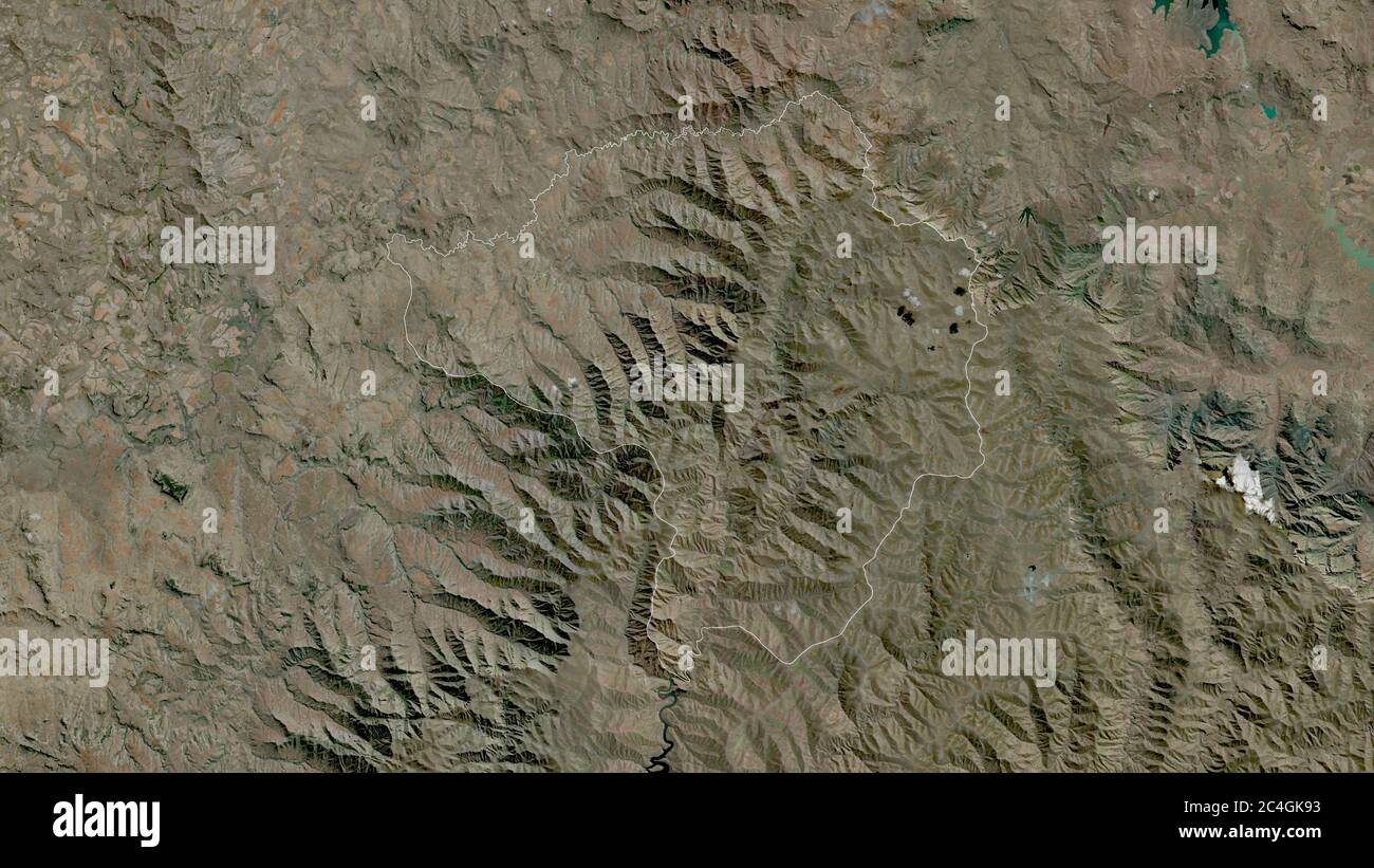Butha-Buthe, district of Lesotho. Satellite imagery. Shape outlined ...