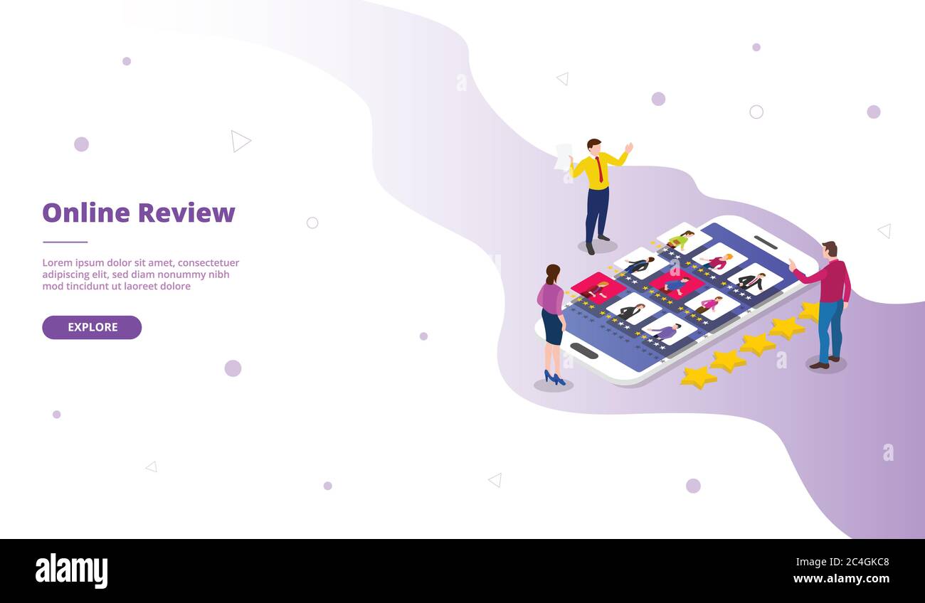 Mobile phone review campaign for web website template page landing home ...