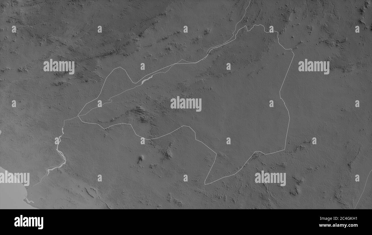 Bong, county of Liberia. Grayscaled map with lakes and rivers. Shape ...