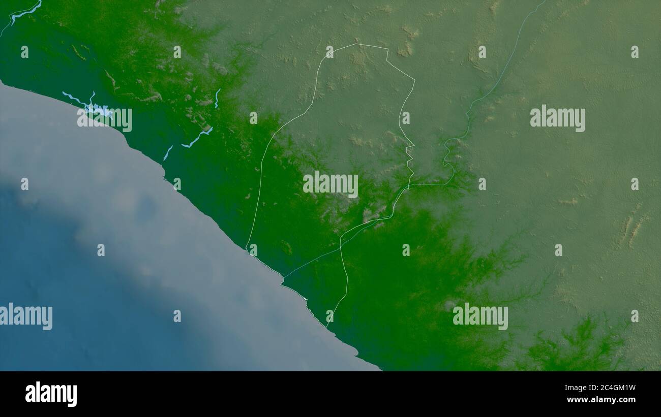 River Cess, county of Liberia. Colored shader data with lakes and ...