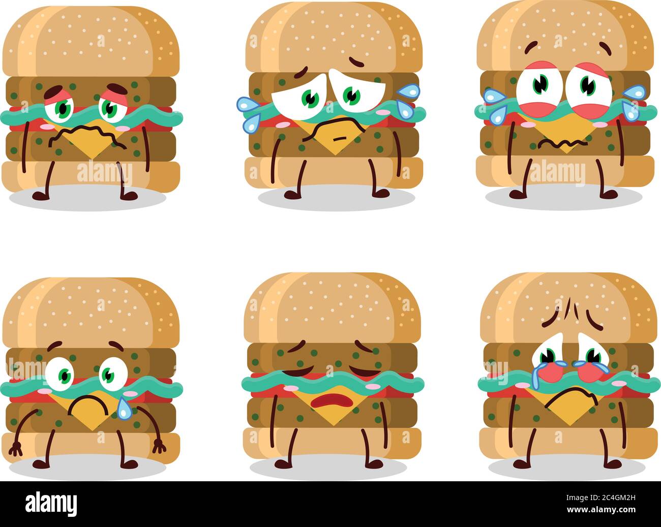 Hamburger cartoon in character with sad expression Stock Vector Image ...