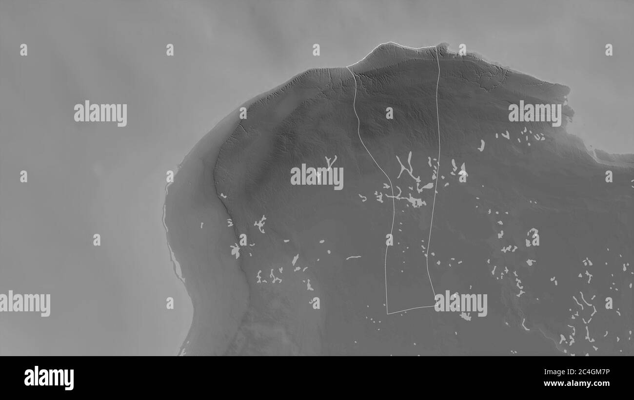 Al Jabal al Akhdar, district of Libya. Grayscaled map with lakes and ...