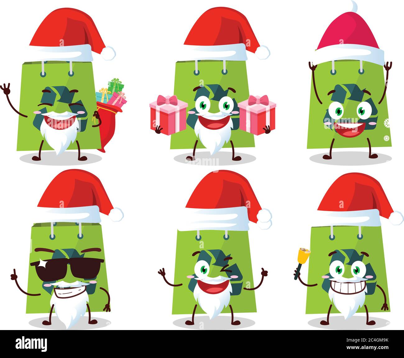 Santa Claus emoticons with recycle bag cartoon character Stock Vector ...