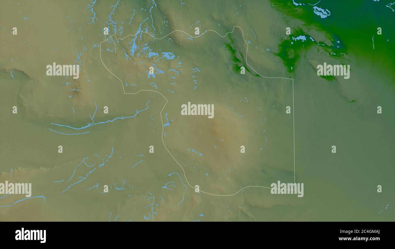Al Jufrah, district of Libya. Colored shader data with lakes and rivers ...