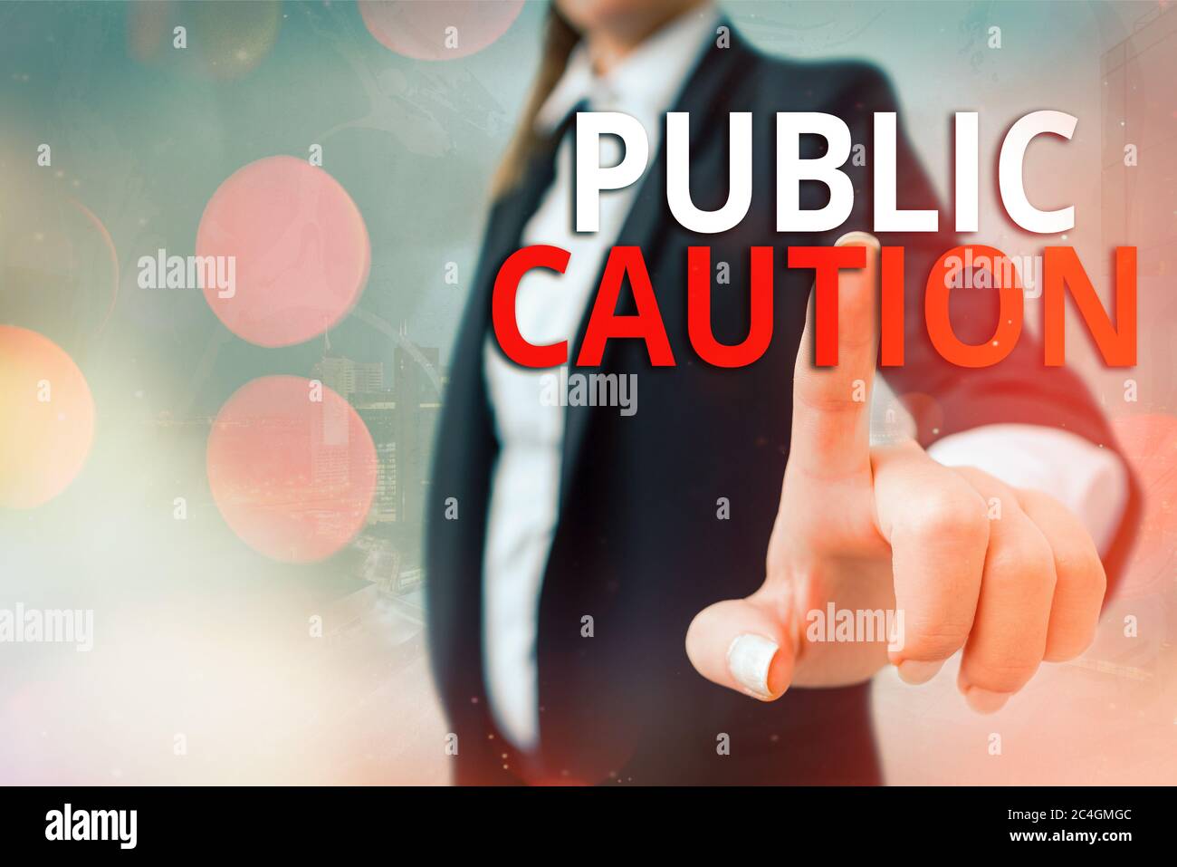 Writing note showing Public Caution. Business concept for formal ...