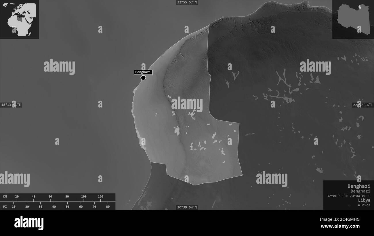 Benghazi outline map Black and White Stock Photos & Images - Alamy
