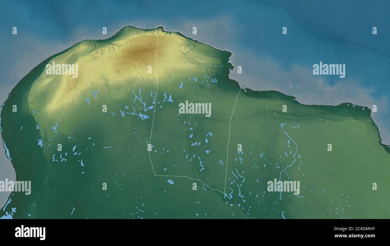 Darnah, district of Libya. Colored relief with lakes and rivers. Shape ...