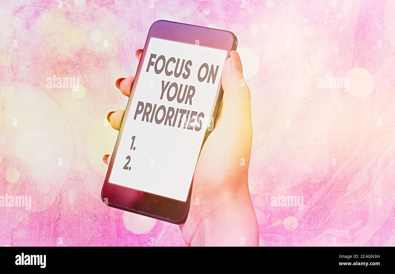 Text sign showing Focus On Your Priorities. Business photo showcasing ...