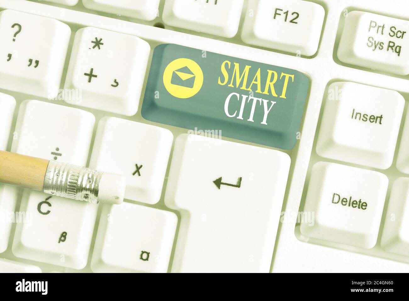 Writing note showing Smart City. Business concept for an urban area ...