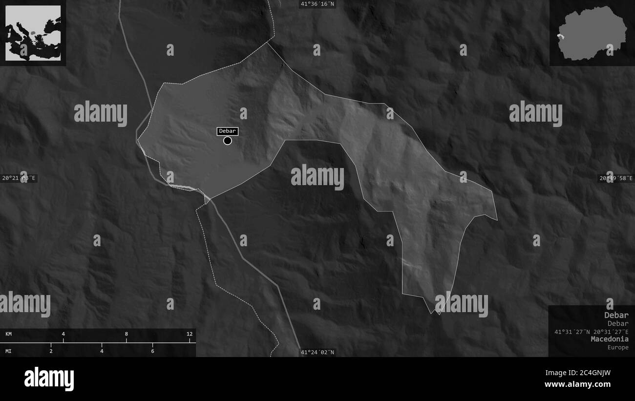 Debar outline map Black and White Stock Photos & Images - Alamy