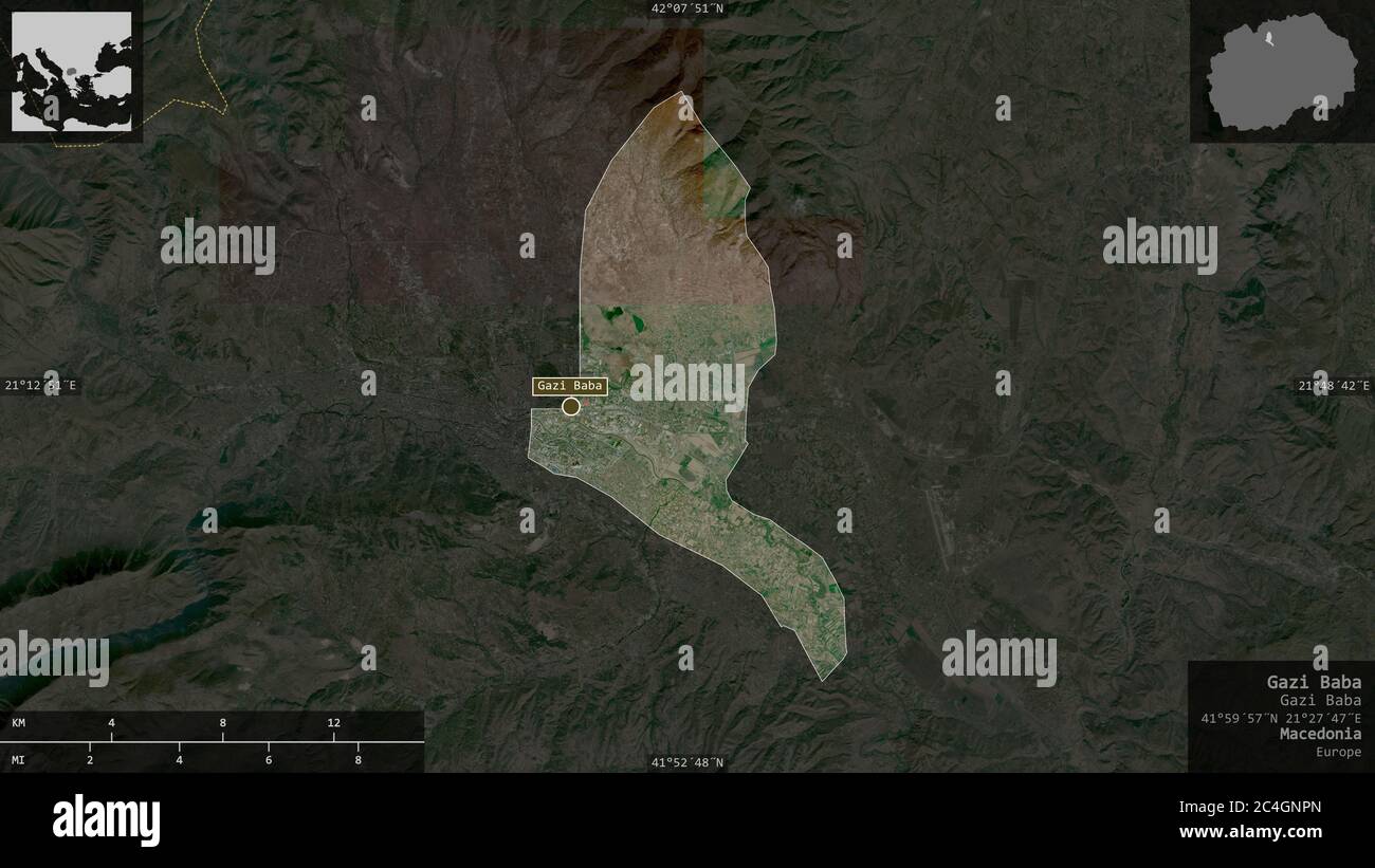 Gazi Baba, municipality of Macedonia. Satellite imagery. Shape ...