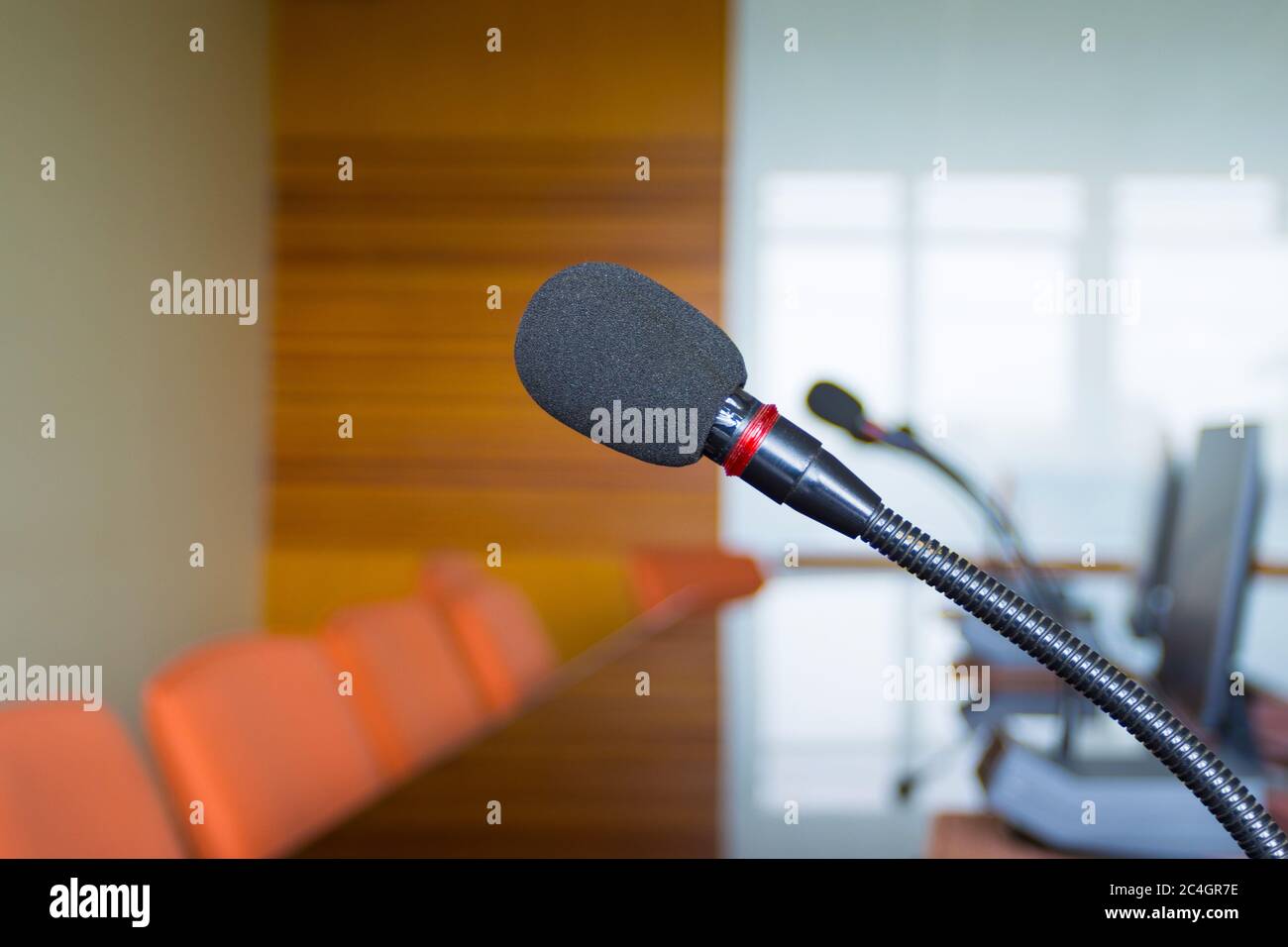 Close up of microphone in conference hi-res stock photography and ...