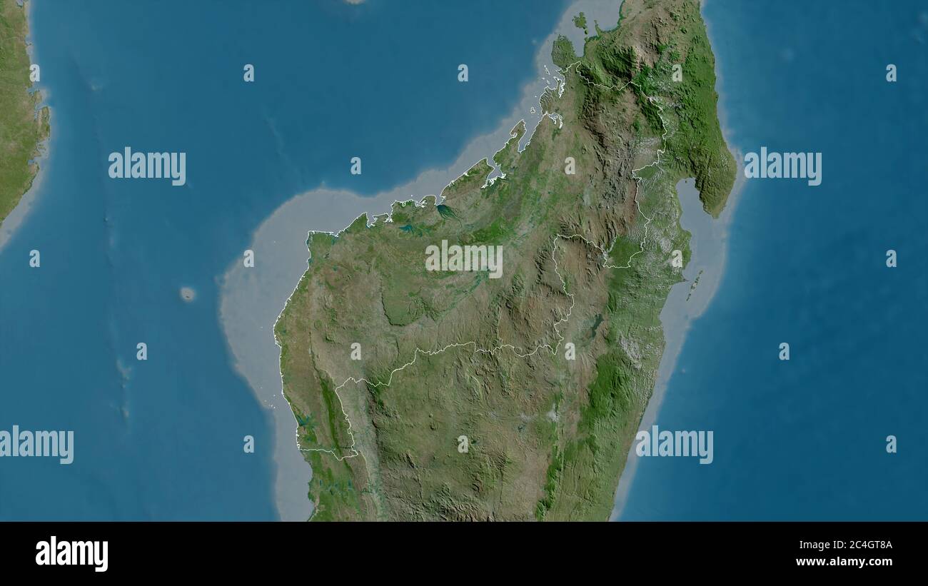 Mahajanga, autonomous province of Madagascar. Satellite imagery. Shape ...