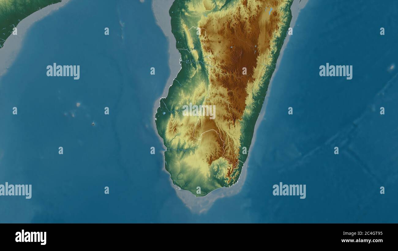 Toliary, autonomous province of Madagascar. Colored relief with lakes ...