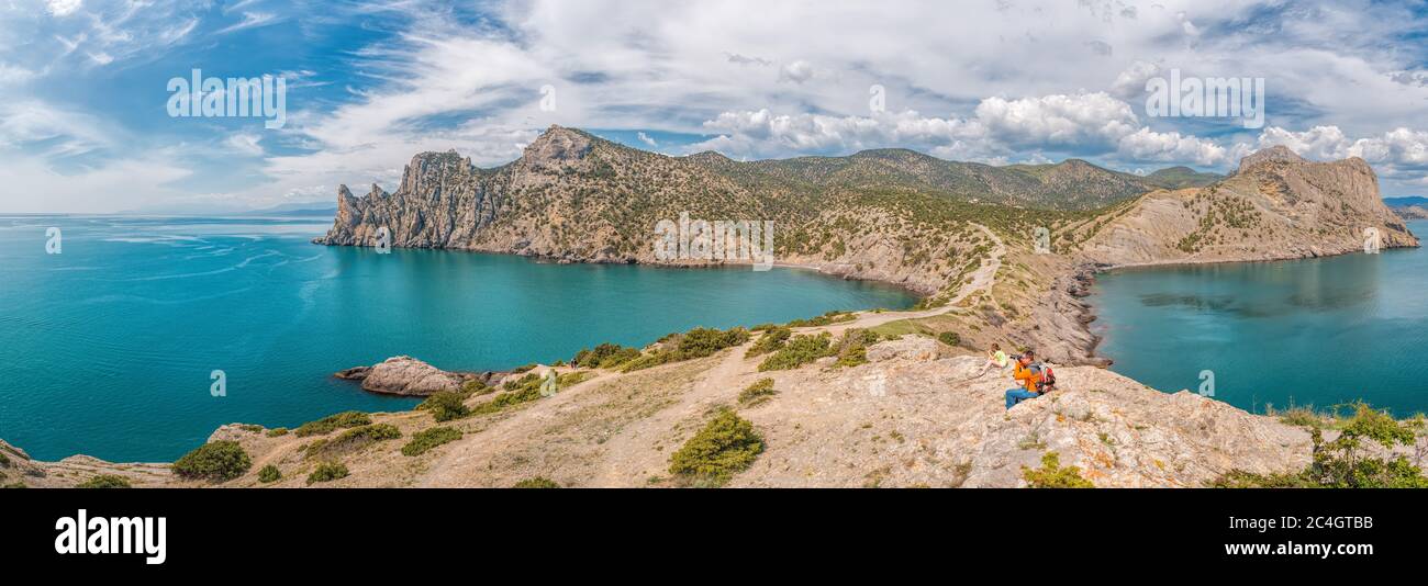 Beautiful seascape, panorama of cape Kapchik to the Galitsin Trail and ...