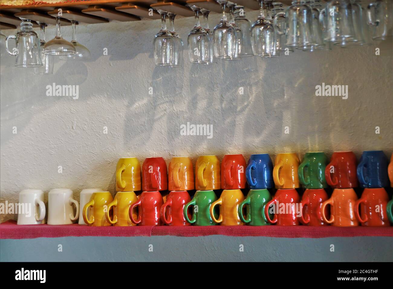 Colorful coffee cups on a shelf hi-res stock photography and images - Alamy