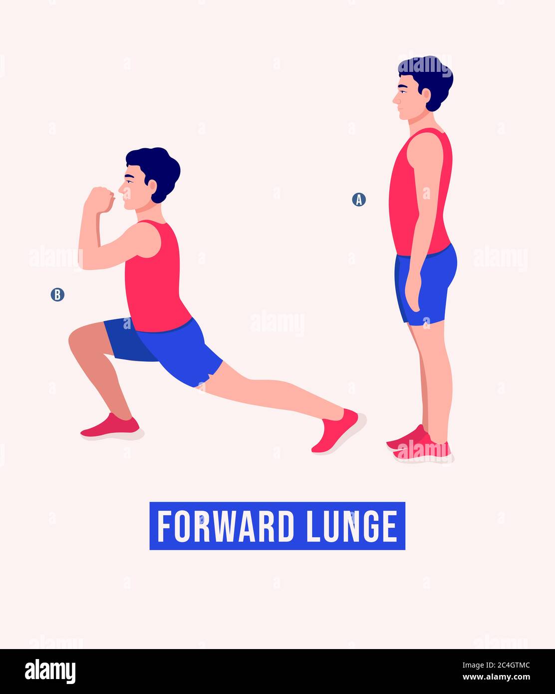 Lunge exercise, men Stock Vector Images - Alamy