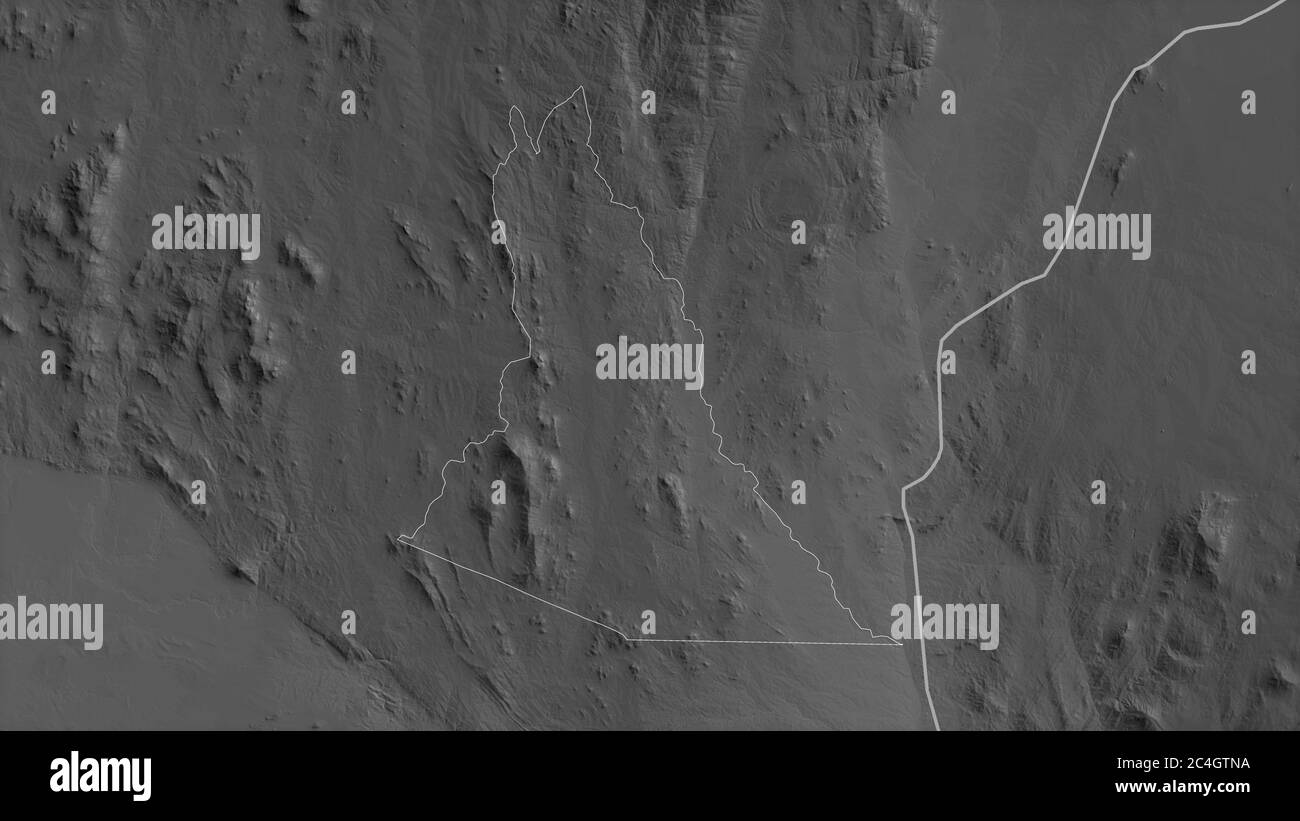 Mwanza, district of Malawi. Grayscaled map with lakes and rivers. Shape ...