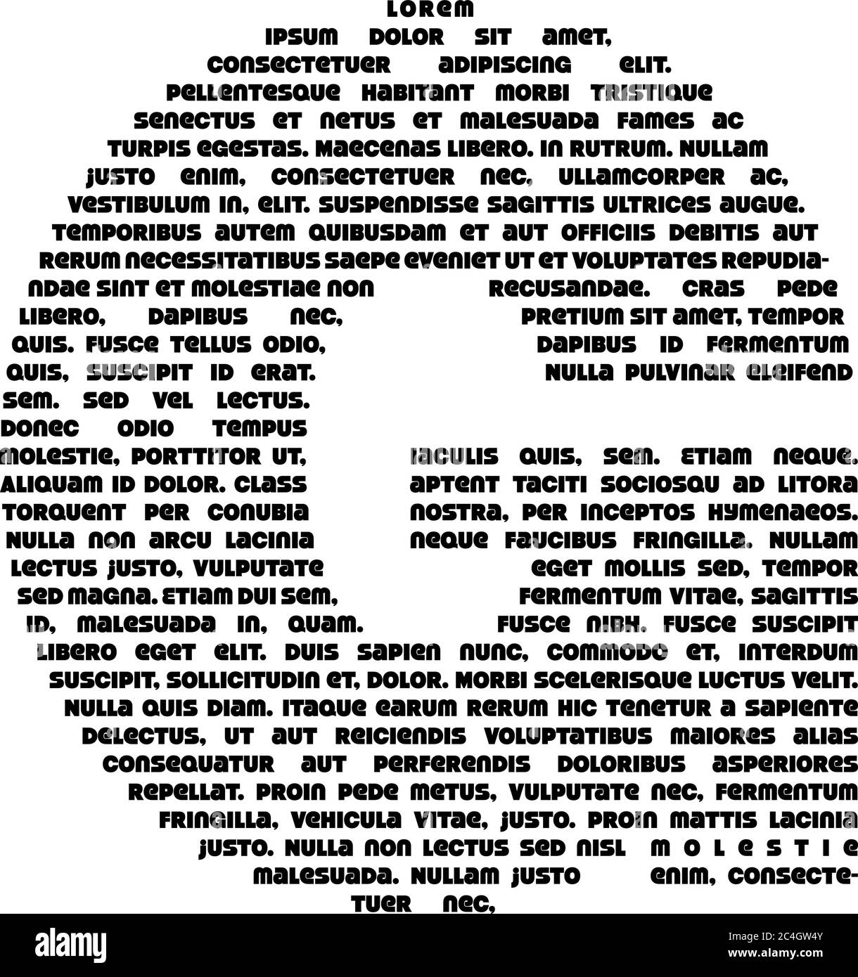 A letter G containing random text inside. Vector illustration on white ...