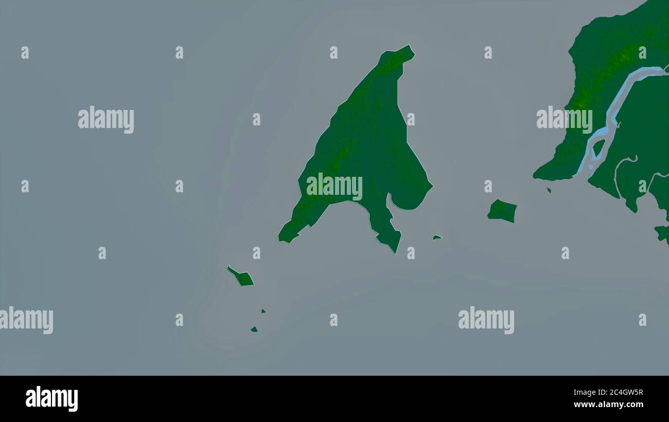 Labuan, federal territory of Malaysia. Colored shader data with lakes ...