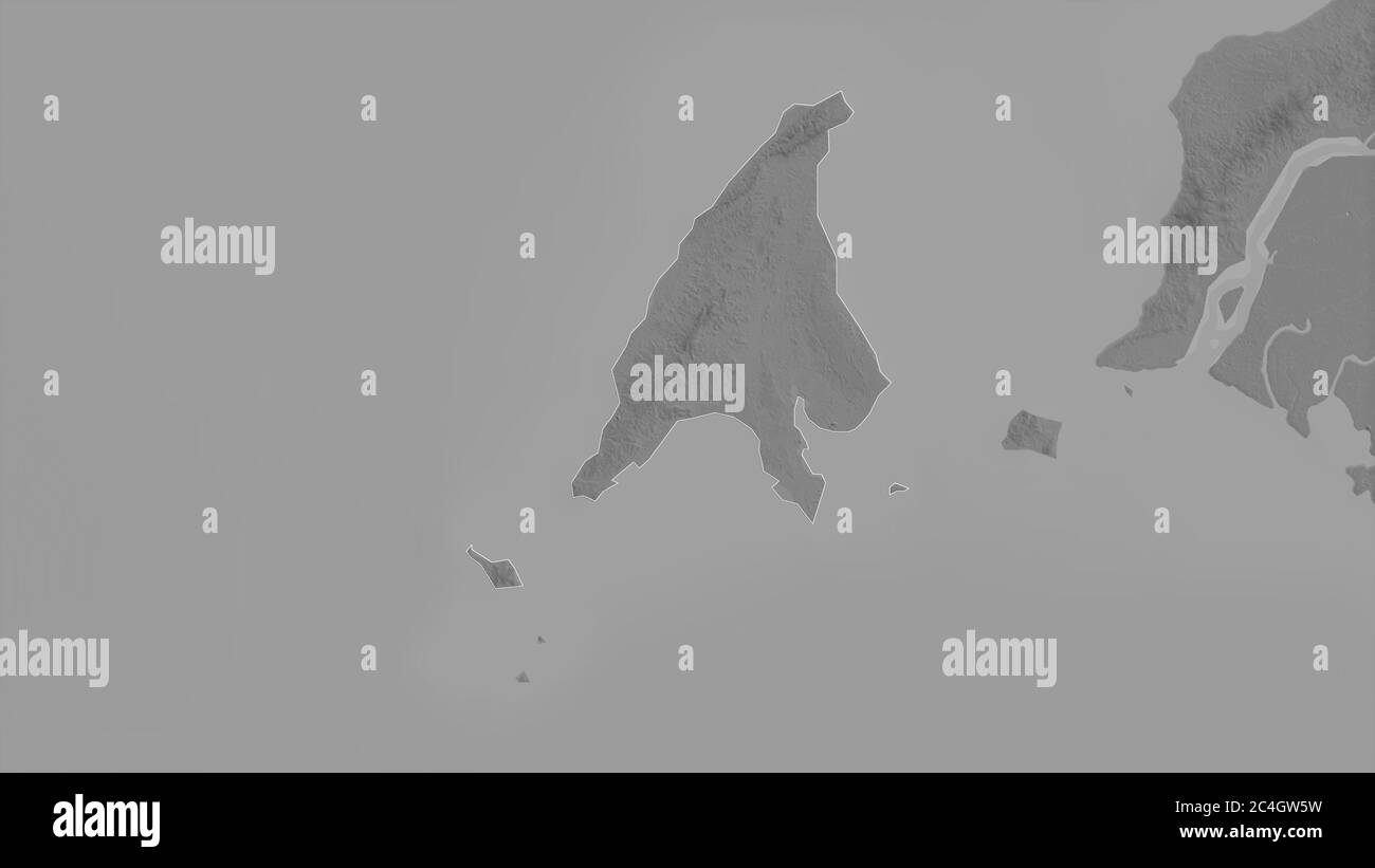 Labuan, federal territory of Malaysia. Grayscaled map with lakes and ...