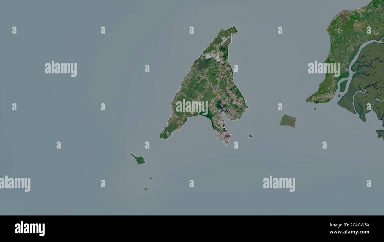 Labuan, federal territory of Malaysia. Satellite imagery. Shape ...