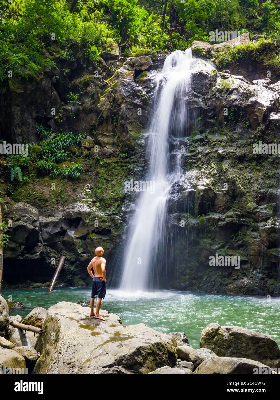 Three Bears Falls in Maui Hawaii Hana Highway, Waikani Falls Stock ...