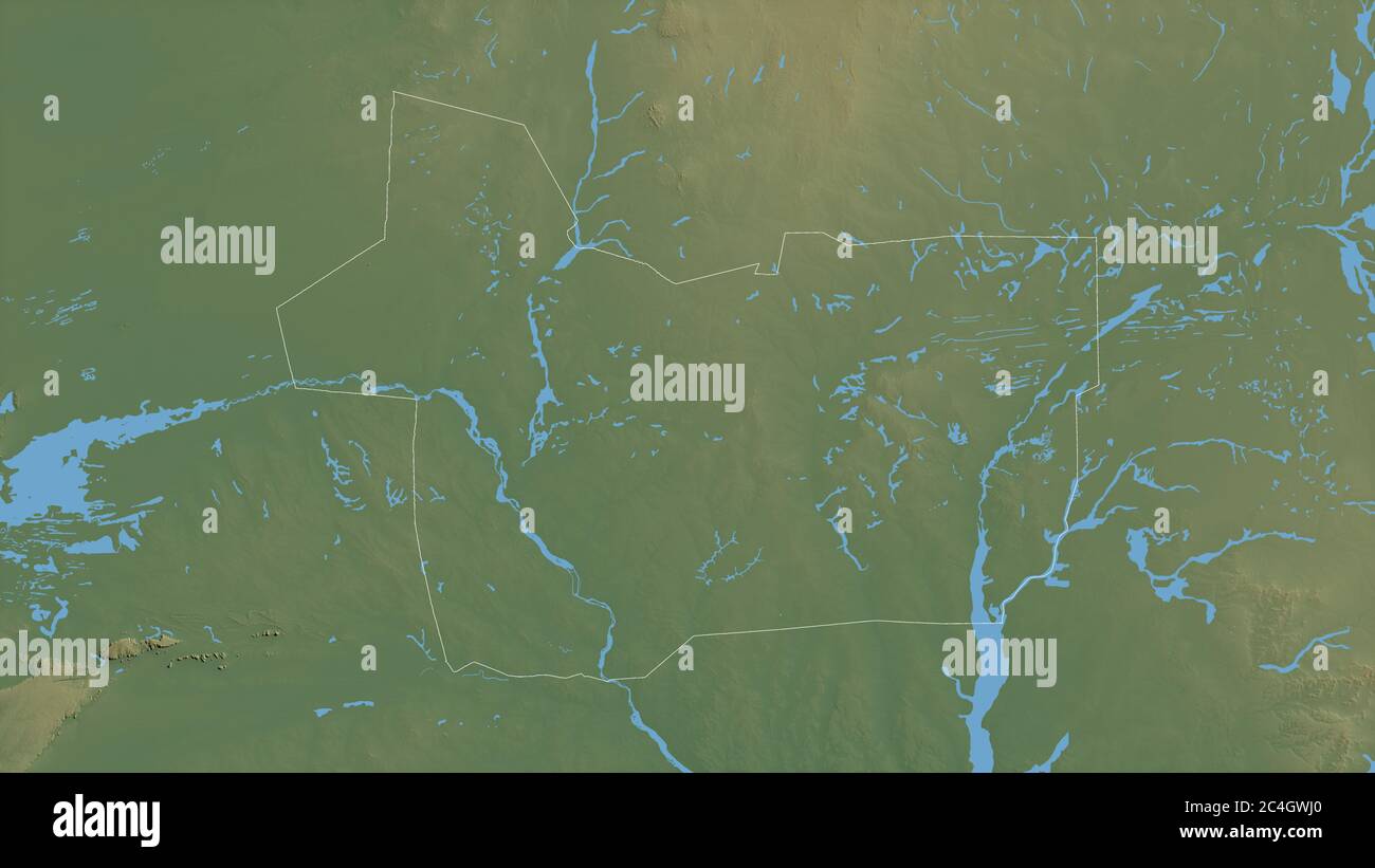 Gao, region of Mali. Colored shader data with lakes and rivers. Shape ...