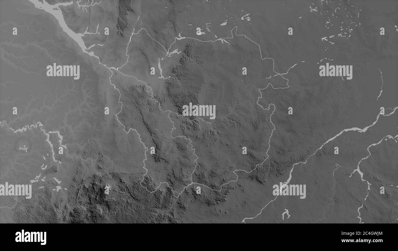 Kayes, region of Mali. Grayscaled map with lakes and rivers. Shape ...