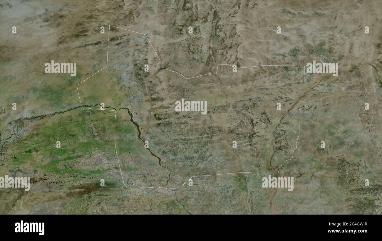 Gao, region of Mali. Satellite imagery. Shape outlined against its ...