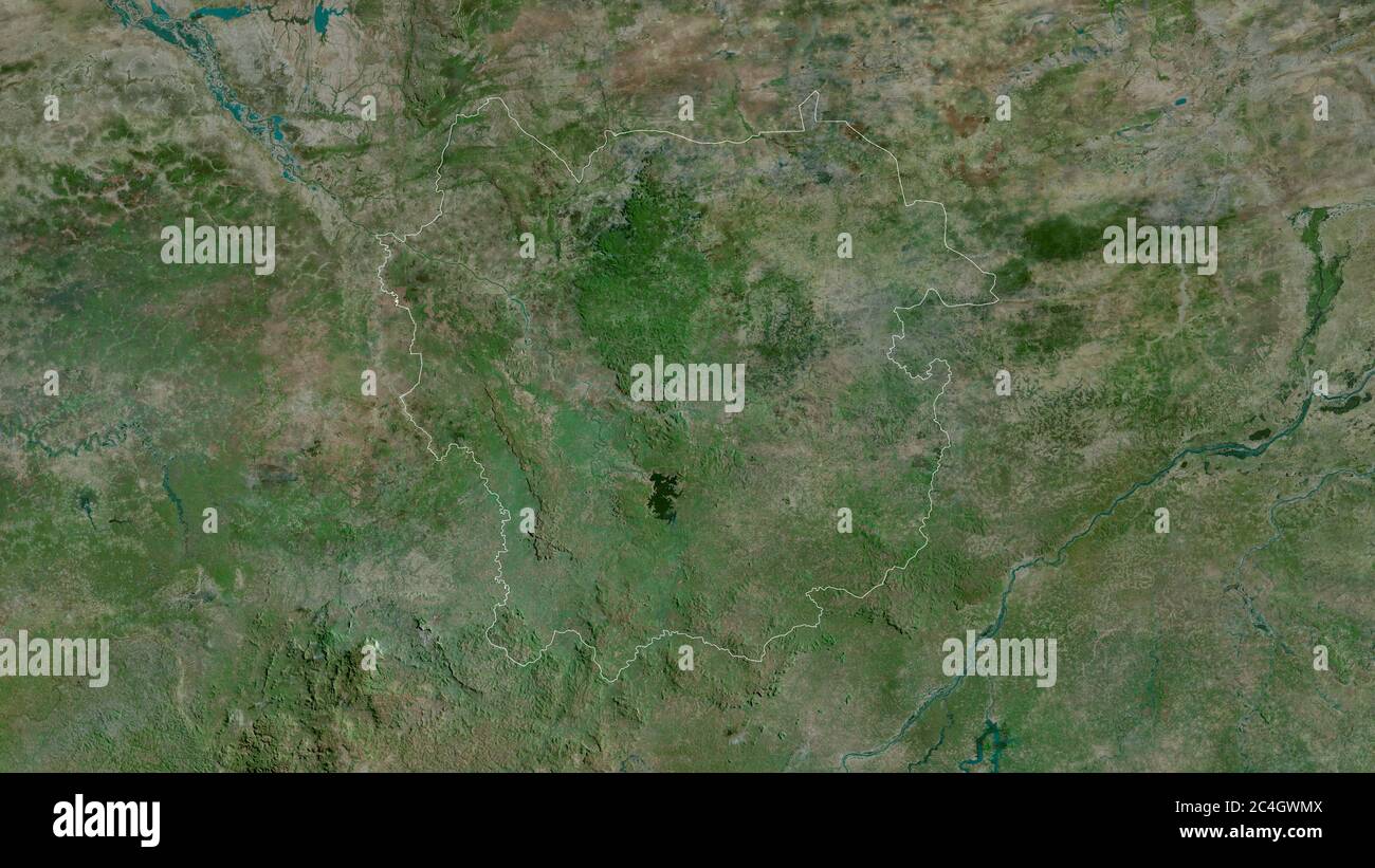 Kayes, region of Mali. Satellite imagery. Shape outlined against its ...
