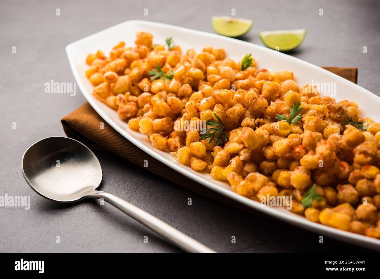 Crispy Fried Corn is a Chatpata starter snack from India, served in a ...