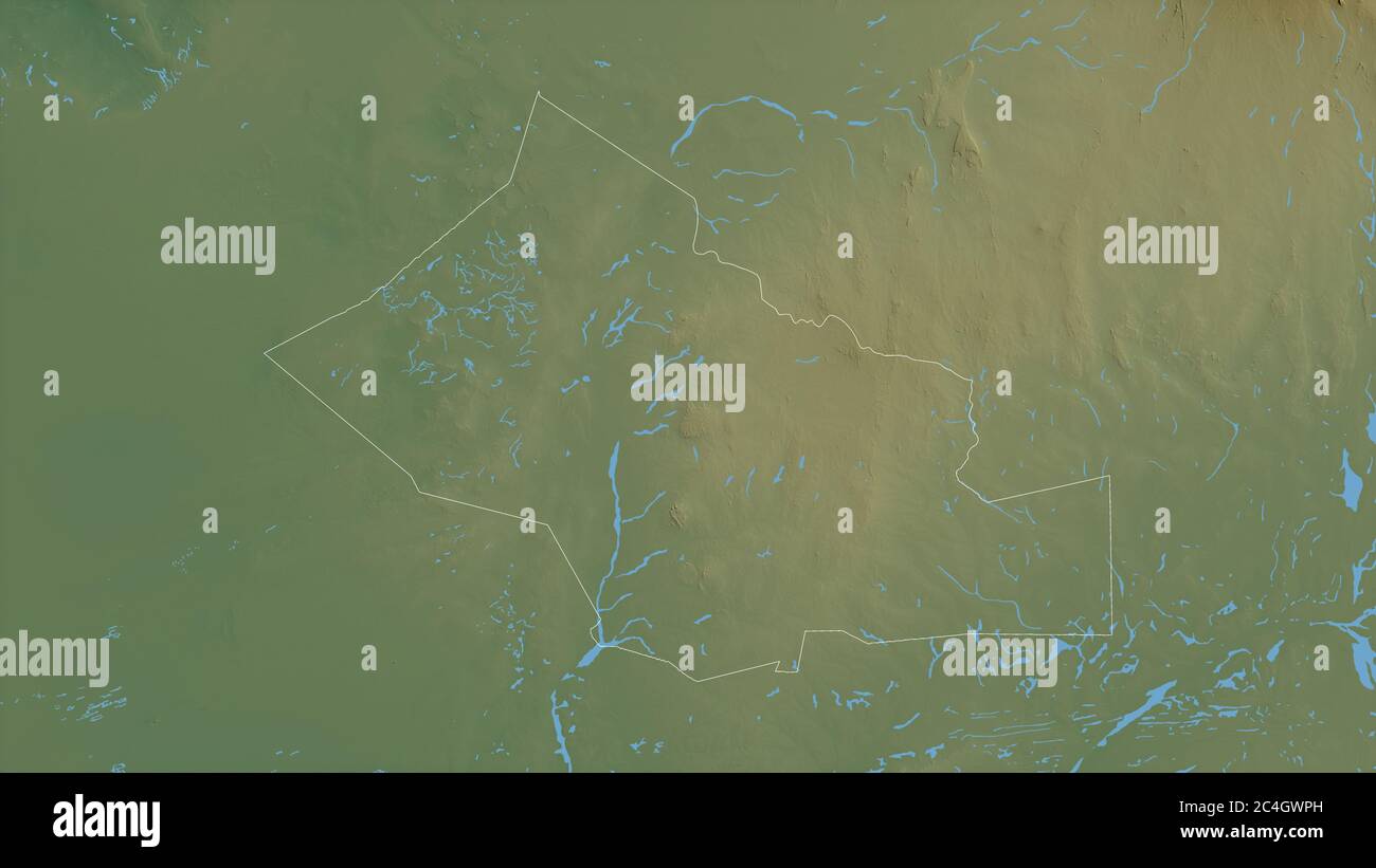 Kidal, region of Mali. Colored shader data with lakes and rivers. Shape ...