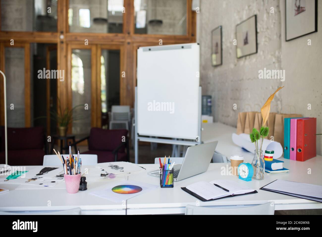 Interior of modern office. Comfortable and cozy workplace Stock Photo ...