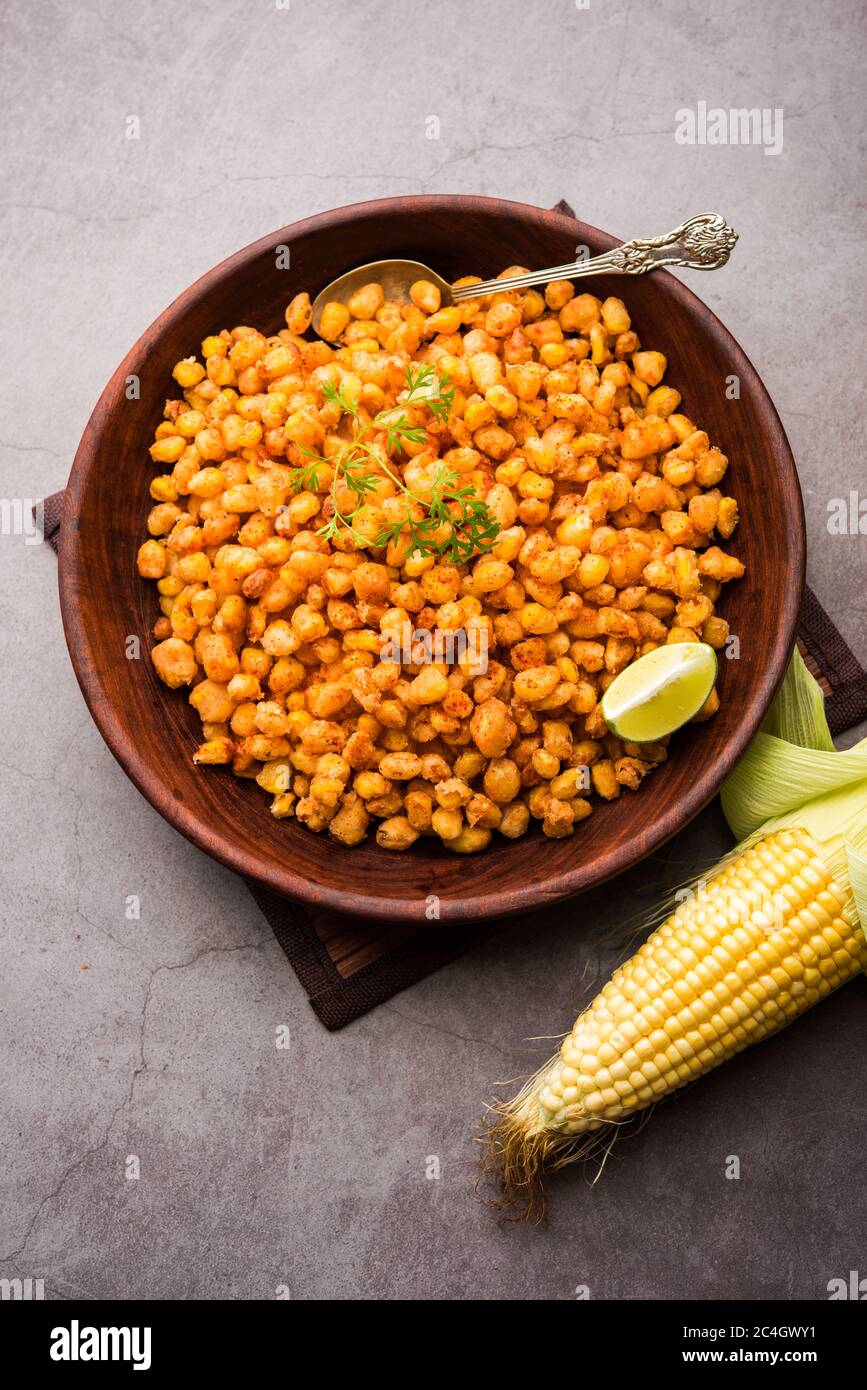 Crispy Fried Corn is a Chatpata starter snack from India, served in a ...