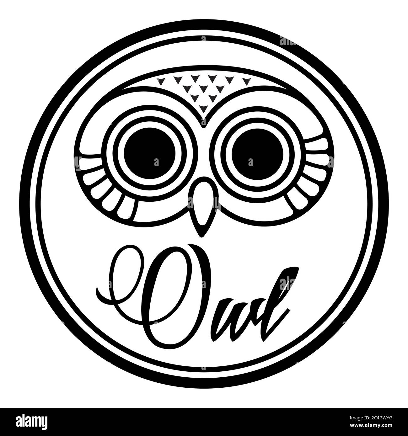 Round design with cute owl head Stock Vector Image & Art - Alamy
