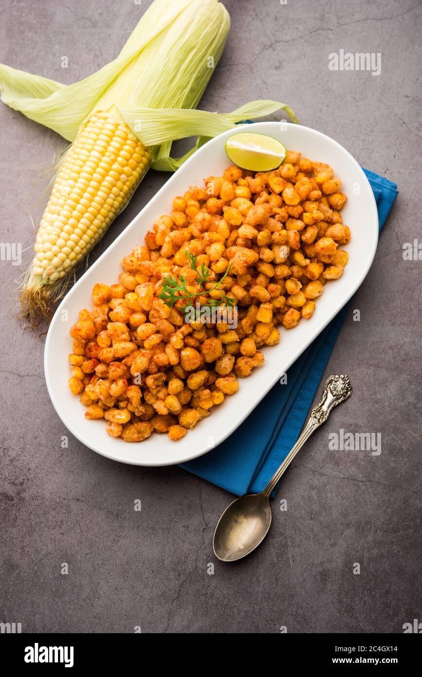 Crispy Fried Corn is a Chatpata starter snack from India, served in a ...